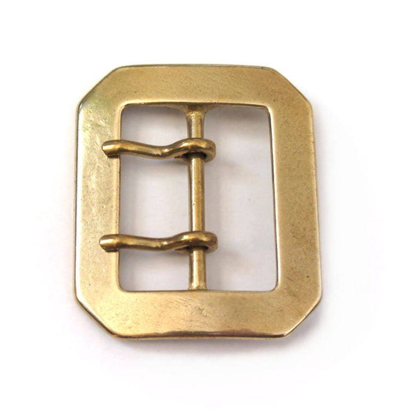 Brass Octagon Buckle Solid Double Prong Garrison Leather Belt - Etsy Canada
