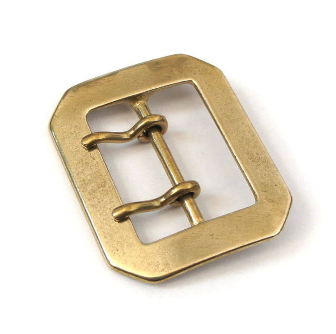 Brass Octagon Buckle Solid Double Prong Garrison Leather Belt 45mm ...