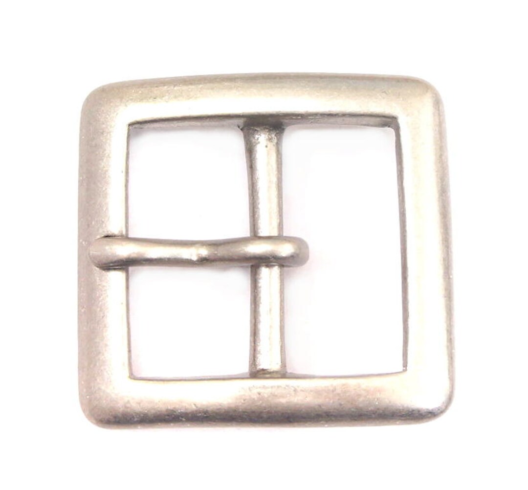 Matte Nickel Silver Brass Square Buckle Solid Single Prong Garrison ...