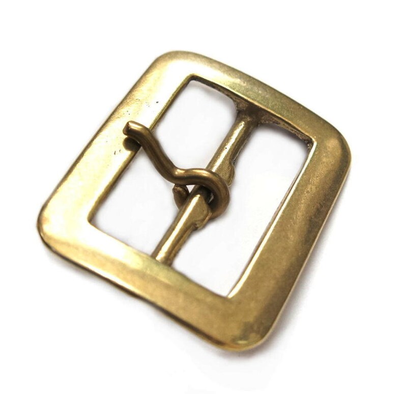 Brass Rectangle Buckle Solid Single Prong Garrison Military - Etsy