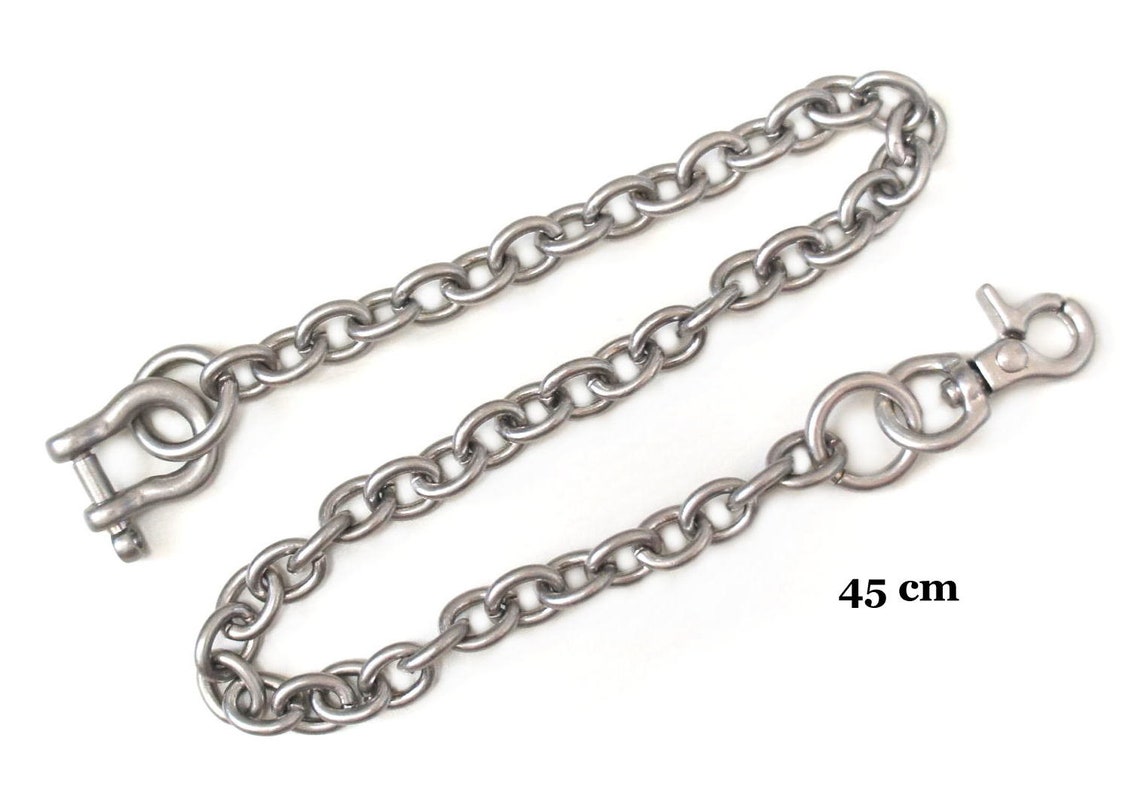 Brass Matte Silver Oval Safety Wallet Chain 35cm 40cm 45cm Made in ...