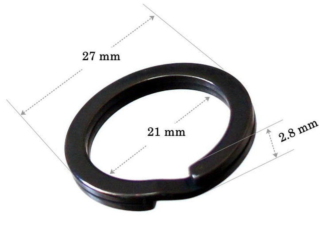 27mm Flat Split Key Ring Matte Black Brass Chain Made in Japan - Etsy