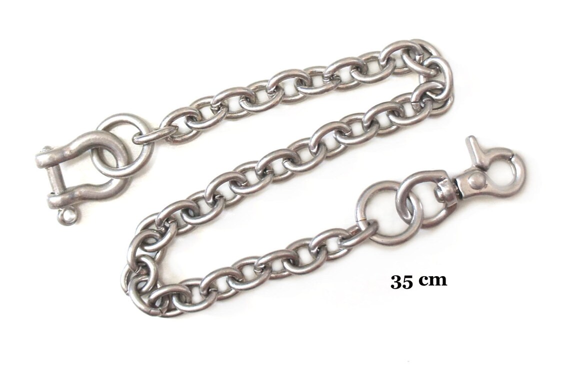 Brass Matte Silver Oval Safety Wallet Chain 35cm 40cm 45cm Made in ...