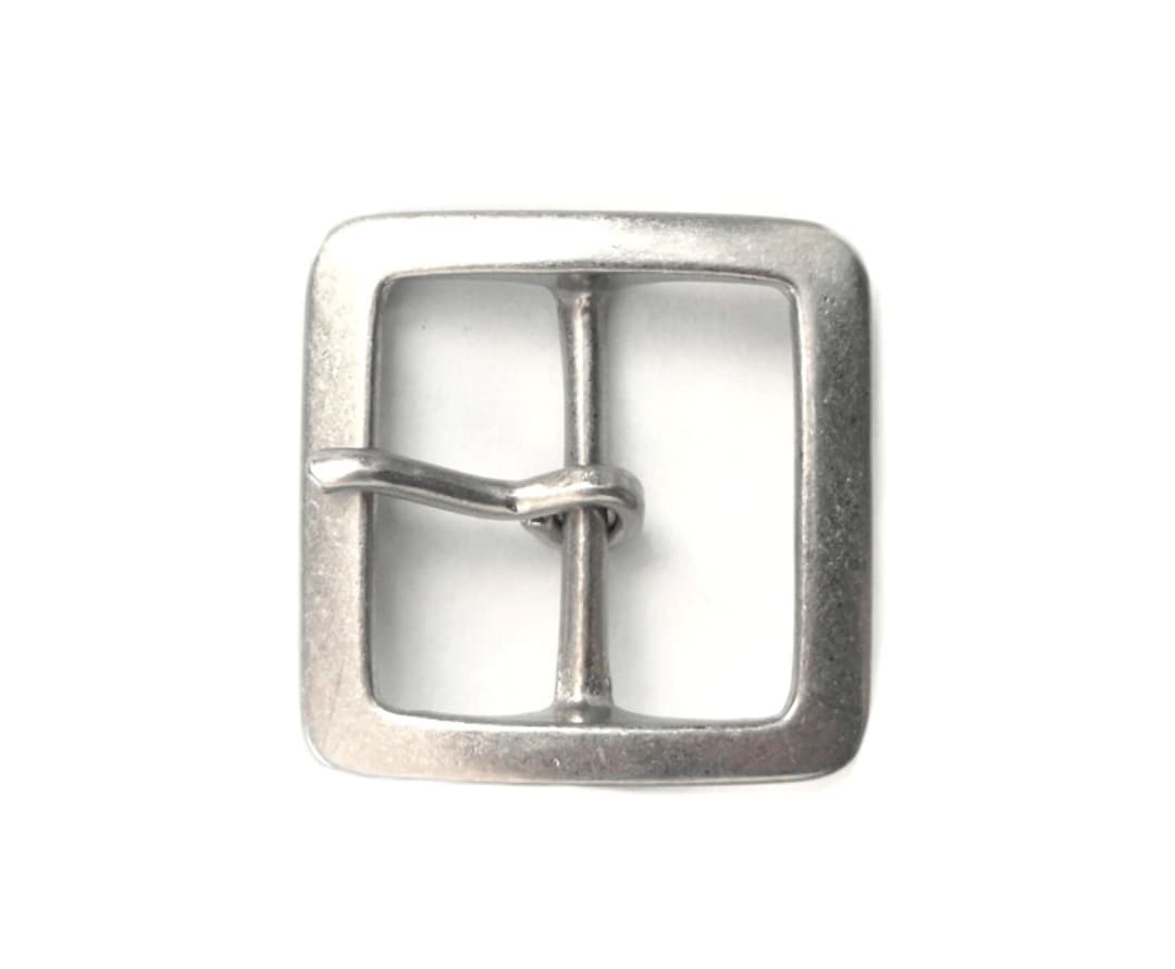 Matte Silver Brass Square Buckle Solid Single Double Prong Garrison ...
