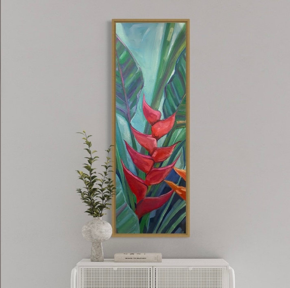 Heliconia Wall Art 12x36 Tropical Flower Painting L Plant - Etsy