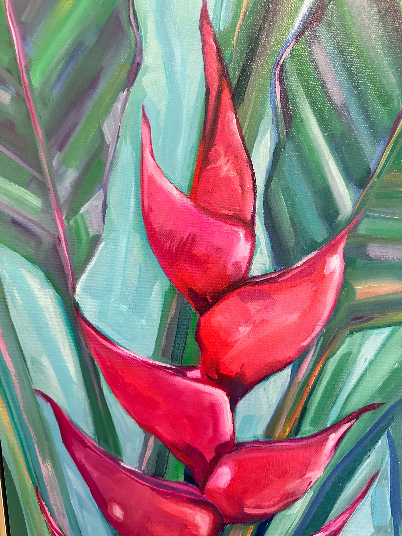 Heliconia Wall Art 12x36 Tropical Flower Painting L Plant - Etsy