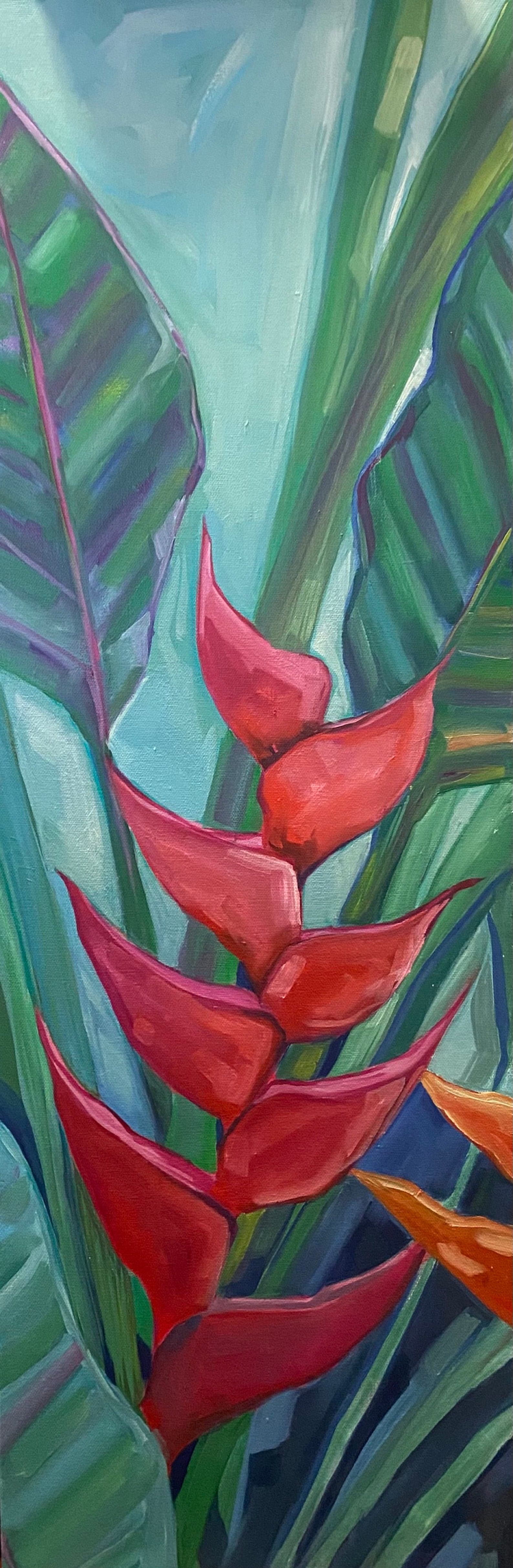 Heliconia Wall Art 12x36 Tropical Flower Painting L Plant - Etsy