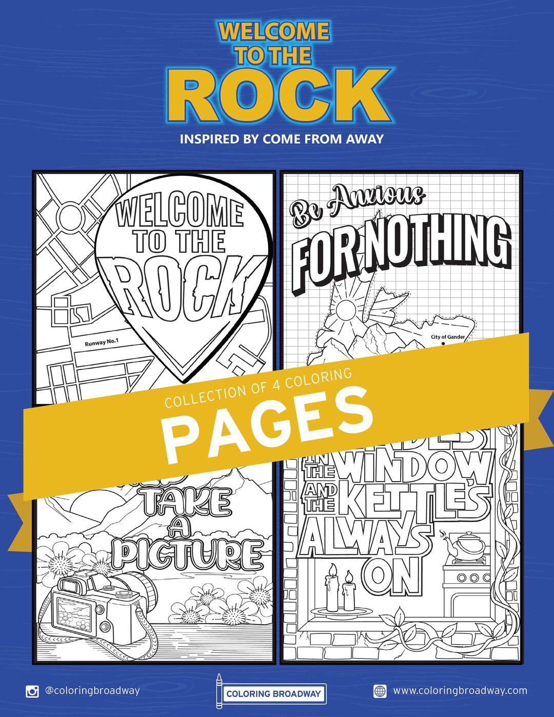 Come From Away Fan Coloring Pages | Set of 4 | Welcome to the Rock | Be ...