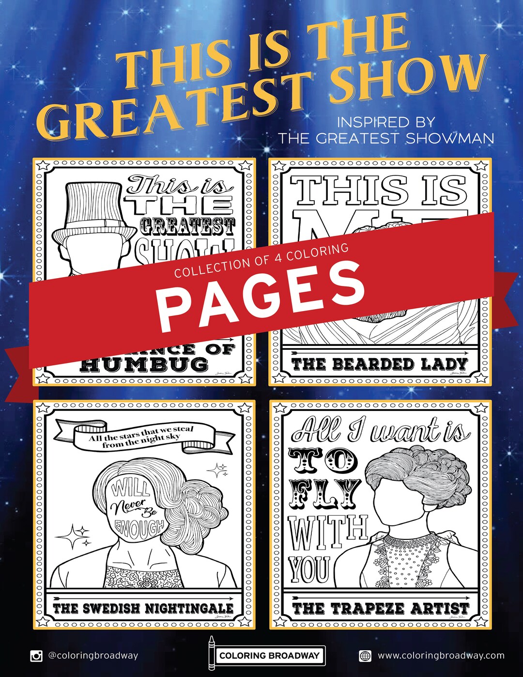 THE GREATEST SHOWMAN Fan Coloring Pages | Set of 4 |this is Me | Never ...