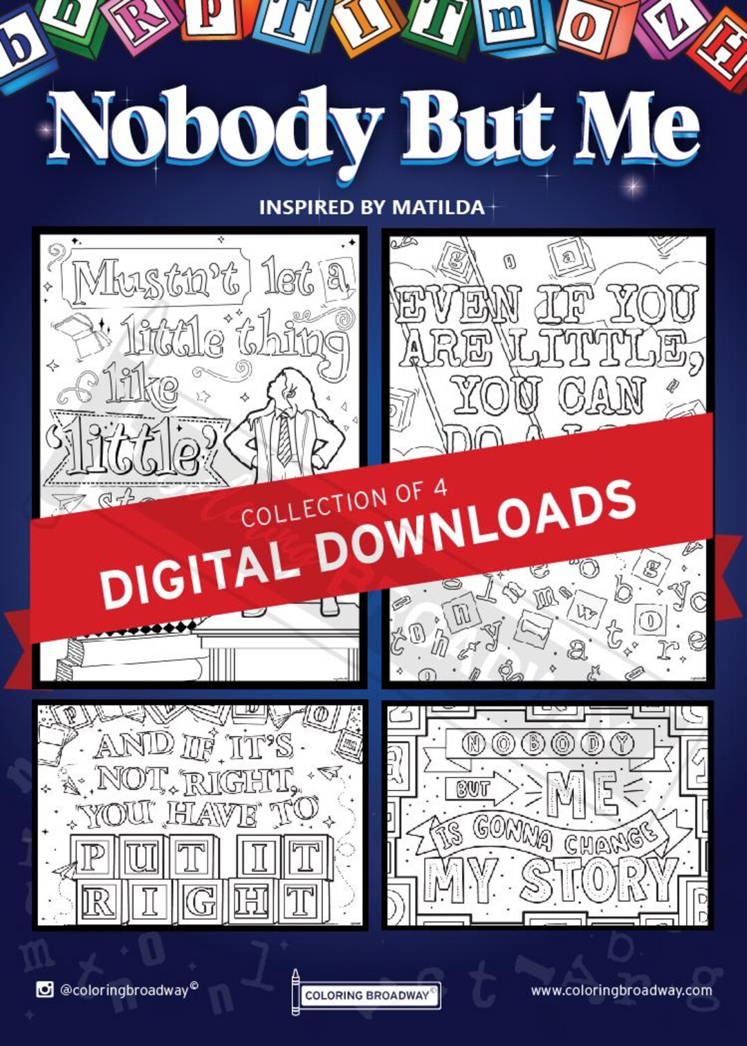 Printable MATILDA Fan Coloring Pages | Set of 4 Digital Downloads ...