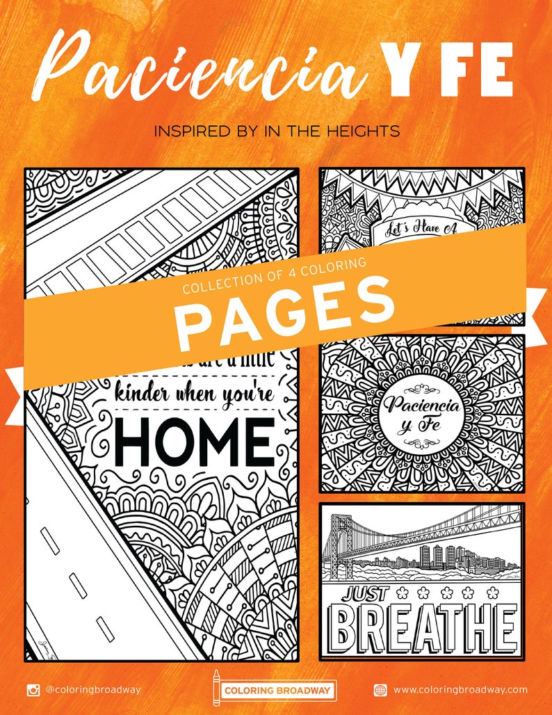 In the Heights Broadway Coloring Pages Paciencia Y Fe Just - Etsy
