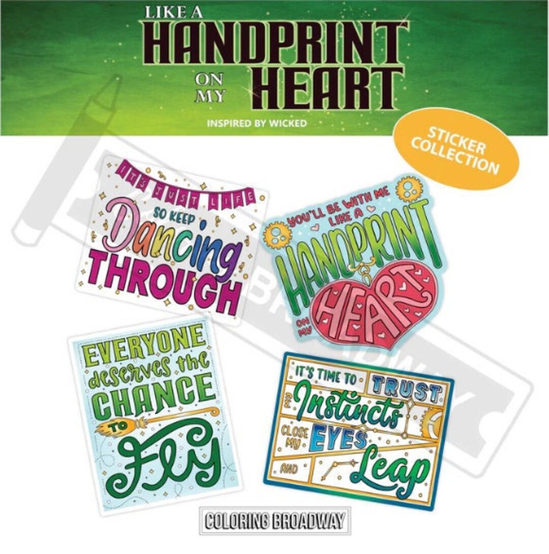 WICKED Musical Stickers, Pack of 4, Die Cut Broadway Nerds, Handprint ...