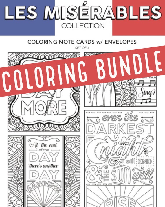 Les Miserables COLORING BUNDLE One Day More Coloring Jean | Etsy