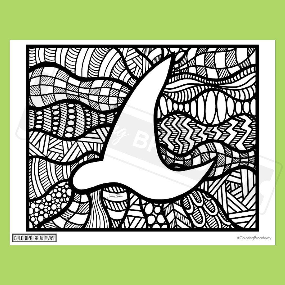 Printable Wicked Fan Coloring Single Page | Digital Download | Elphaba ...