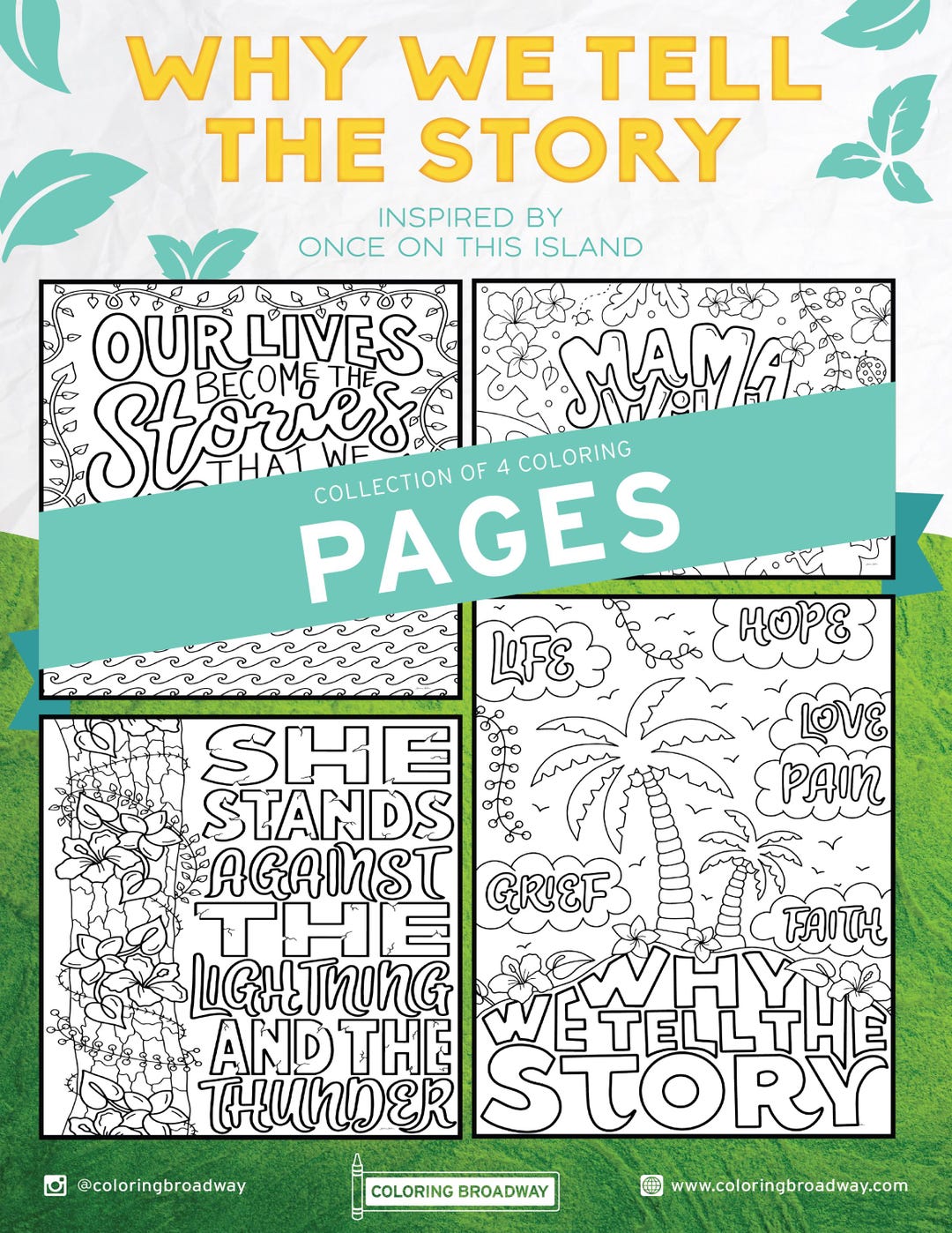 Once on This Island Fan Coloring Pages | Set of 4 | Why We Tell the ...