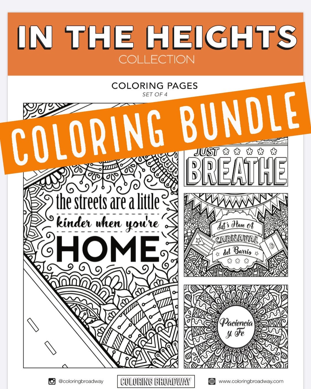 In the Heights, COLORING BUNDLES, Broadway, Musical, Theater, Hand ...