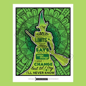 WICKED, I'm Through Accepting Limits, Art Print, Broadway Musical ...
