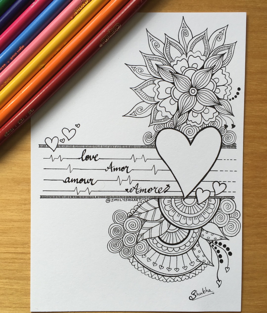 Printable Love, Amor Fan Coloring Single Page | Digital Download ...