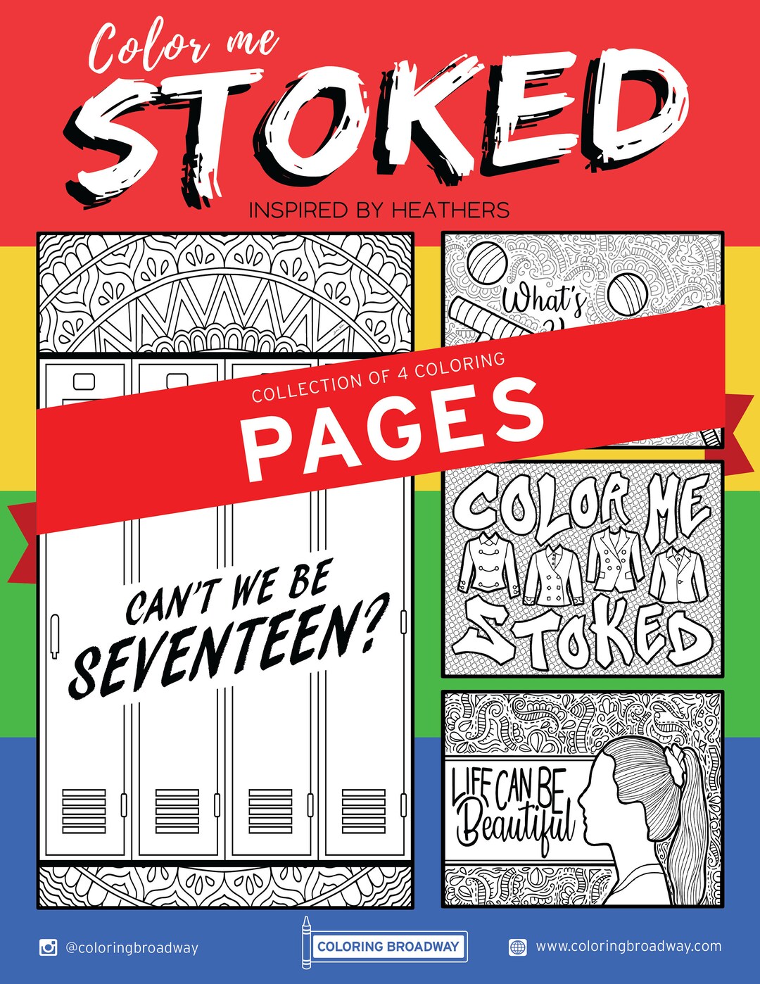 HEATHERS Fan Coloring Pages | Set of 4 | What's Your Damage | Seventeen ...