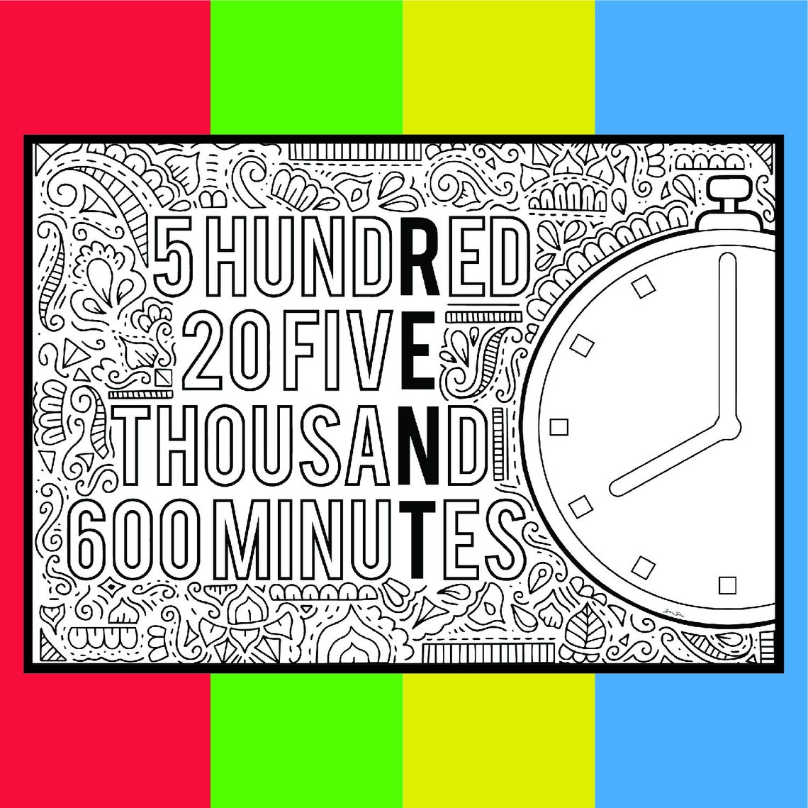 Rent COLORING BUNDLE No Day but Today 525600 Minutes | Etsy