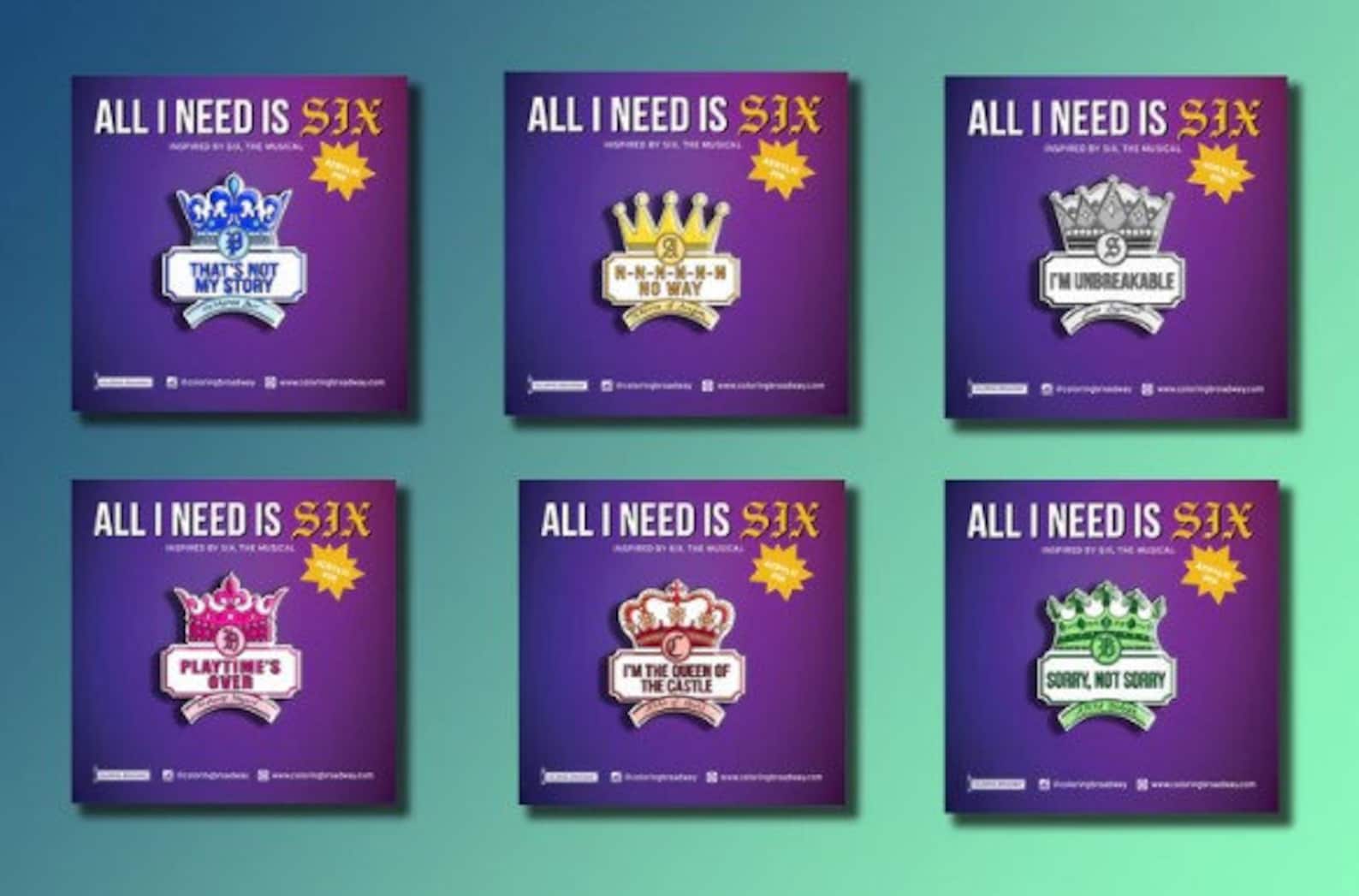 SIX Pins All I Need is Six SET of 6 Acrylic Broadway - Etsy