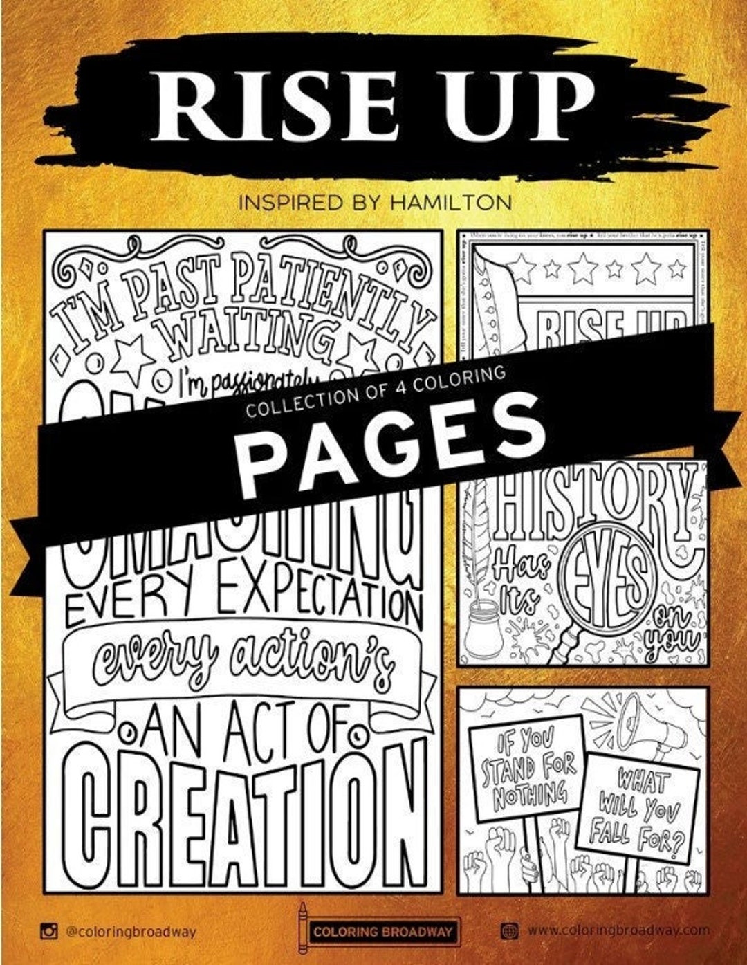 Hamilton Rise Up, Broadway, Coloring Pages, Musical, Theater, Hand ...