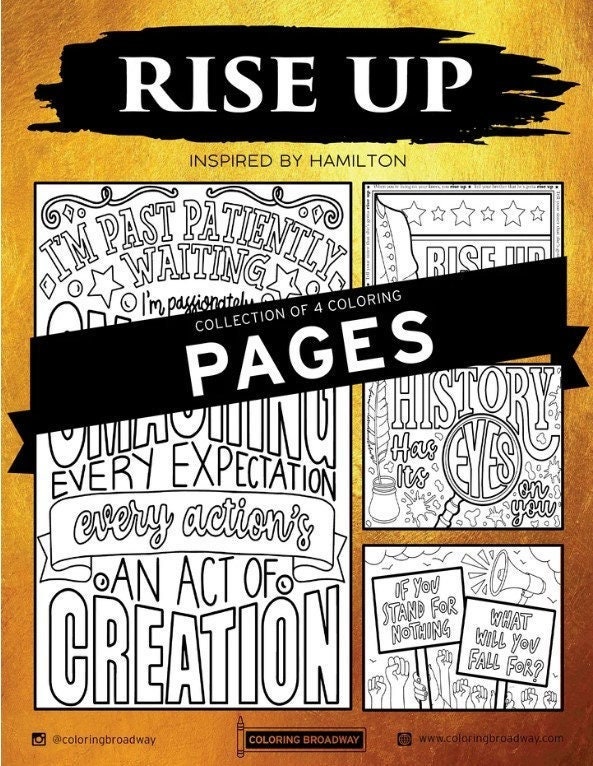 Hamilton Rise Up Broadway Coloring Pages Musical - Etsy