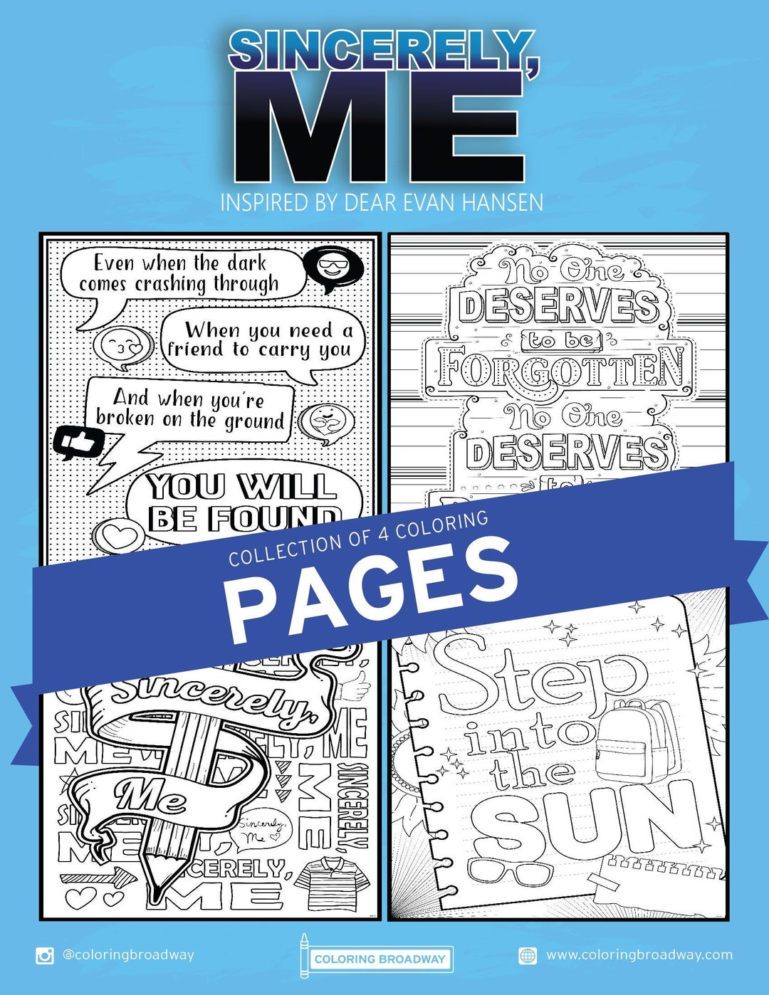 Dear Evan Hansen, Coloring PAGES, Broadway, Musical, Theater, Note ...