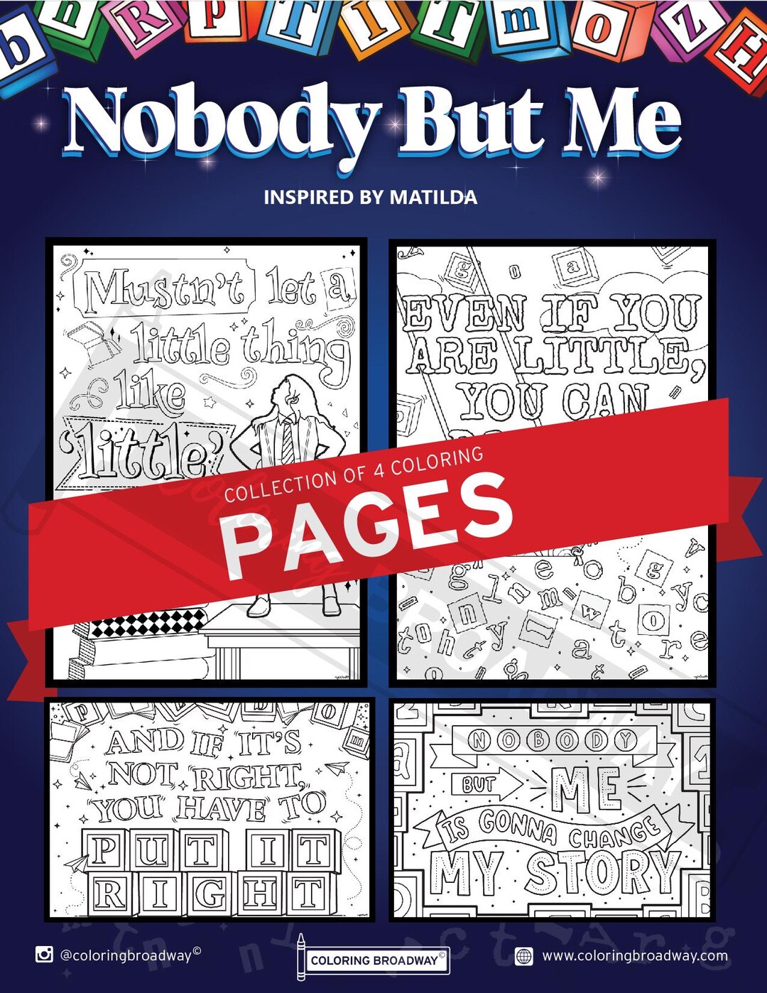 Matilda Fan Coloring Pages | Set of 4 | Nobody but Me, It's Gonna ...