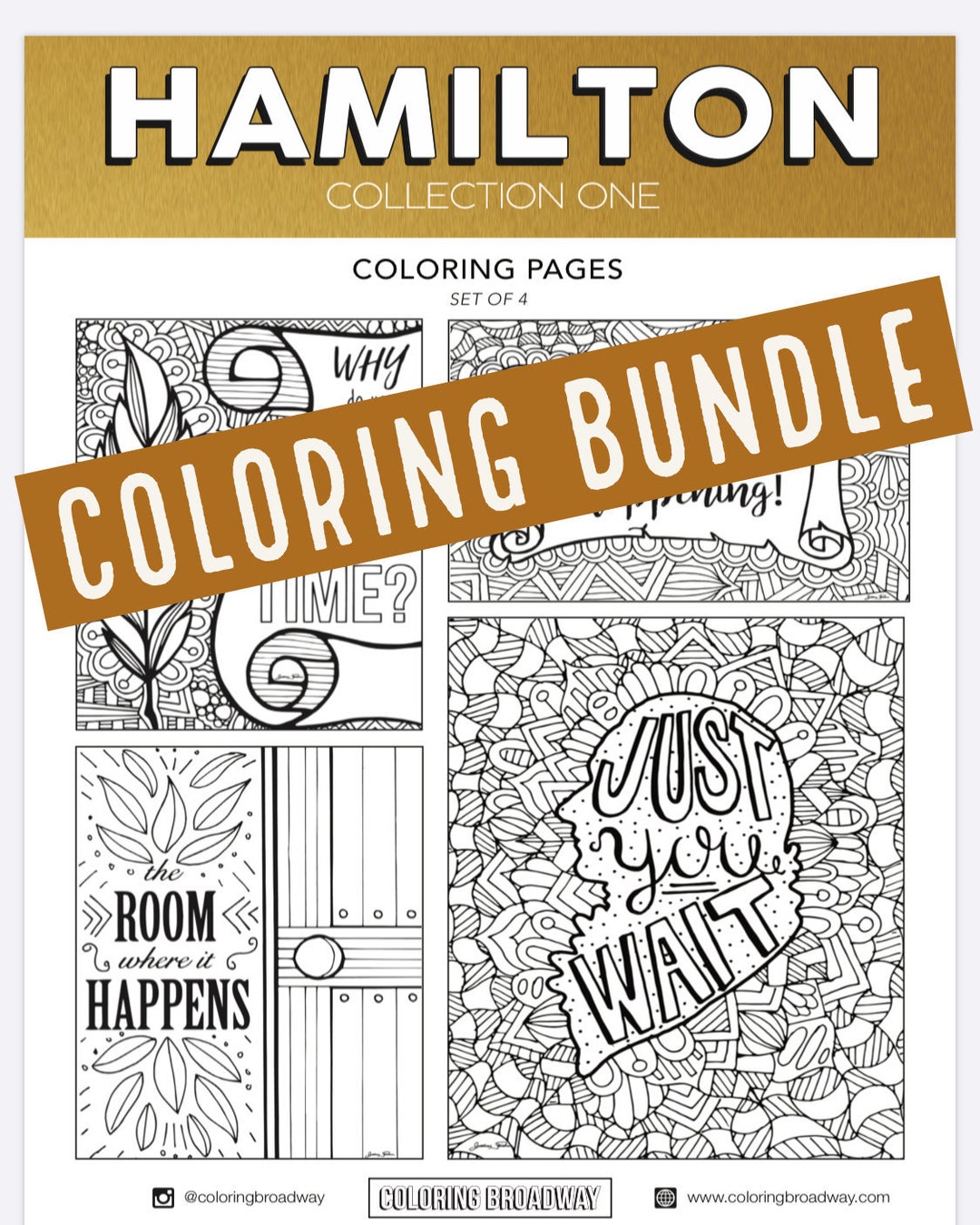 Hamilton, COLORING BUNDLE, Just You Wait, Room Where It Happens ...