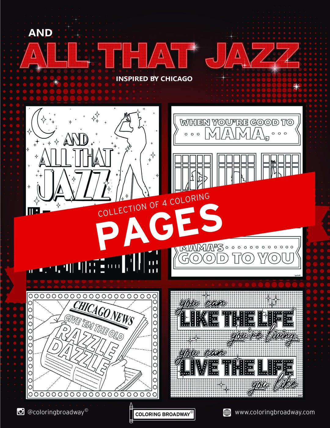 Chicago Fan Coloring Pages | Set of 4 | and All That Jazz | Razzle ...