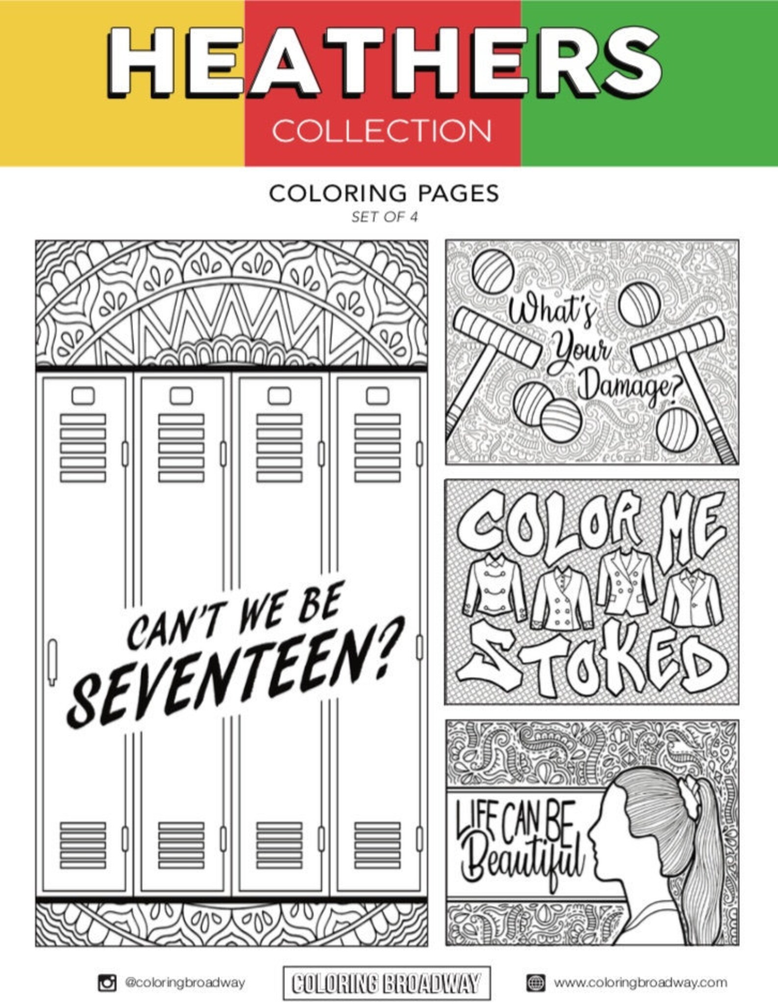Heathers COLORING BUNDLE Color Me Stoked Broadway - Etsy