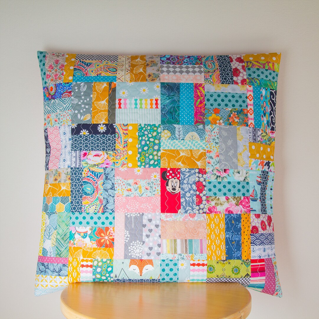 Funda de almohada decorativa 50cm x 50cm en patchwork com free motion ...