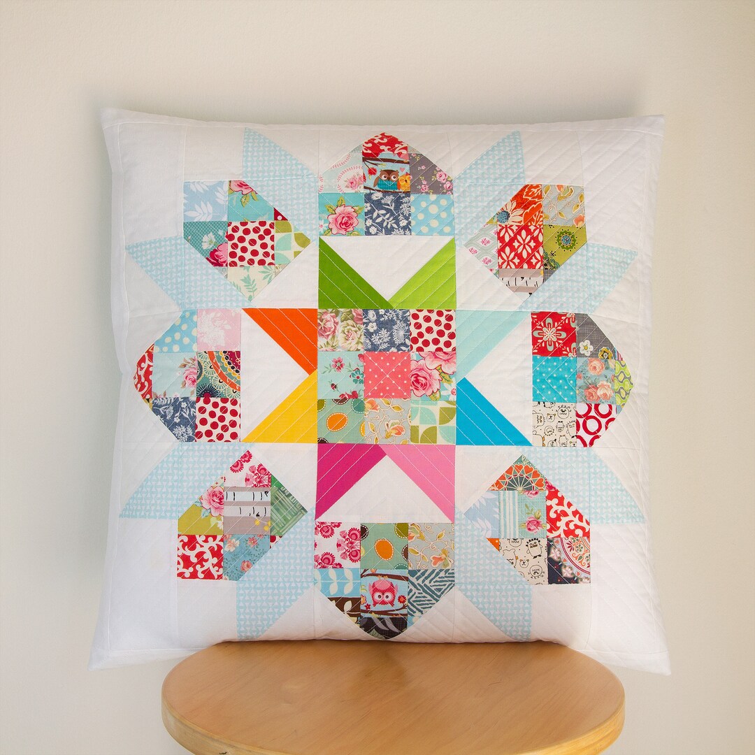 Funda de almohada decorativa 50cm x 50cm en patchwork com free motion ...