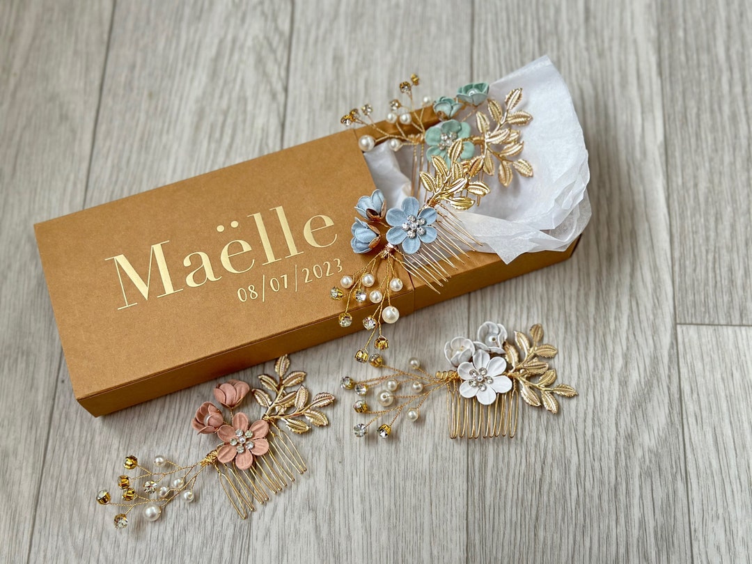 Hair Barrette Comb and Personalized Country Gold Box - Etsy