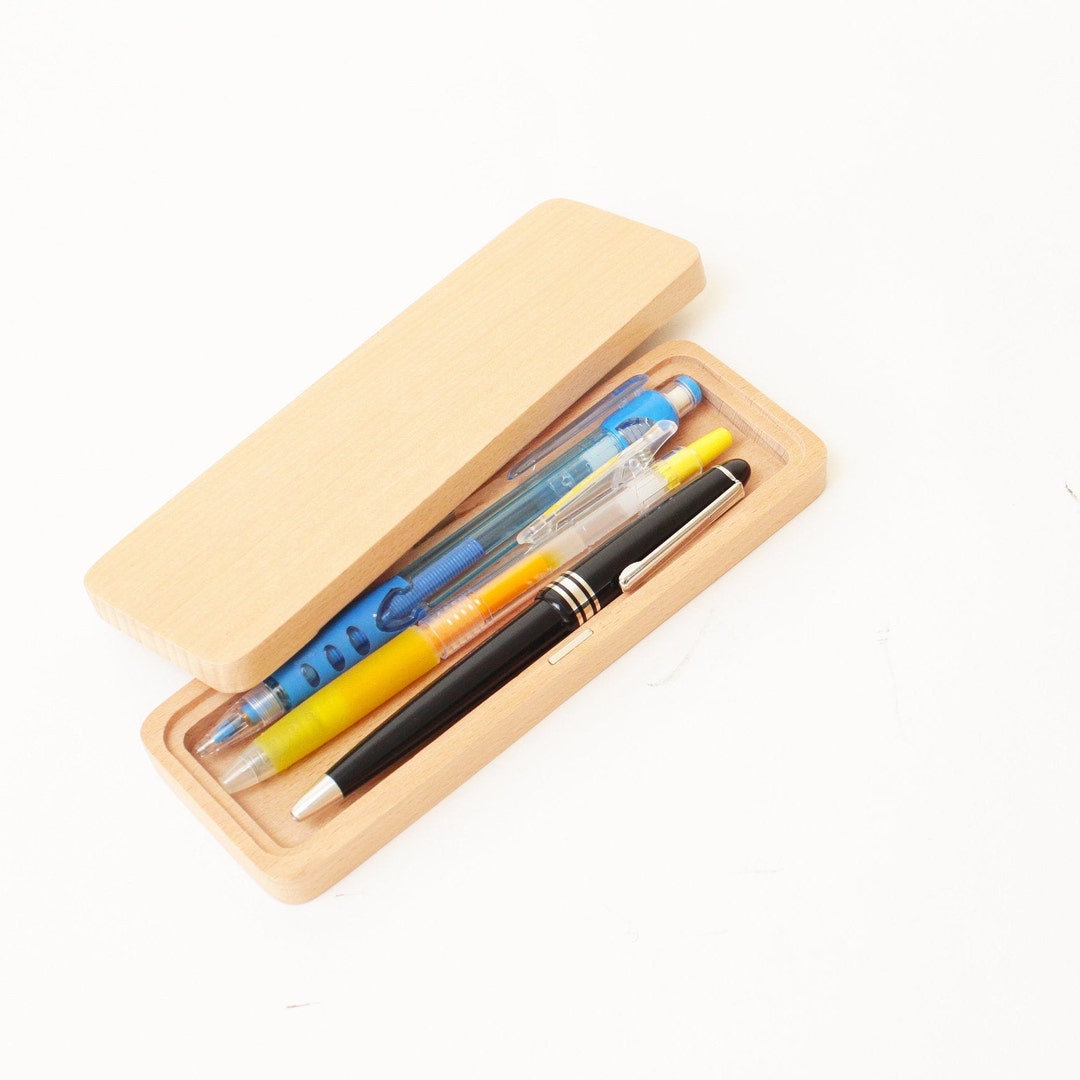 Wooden Pencil Box, Pen Case, Minimalist Design , Wood Stationery ...