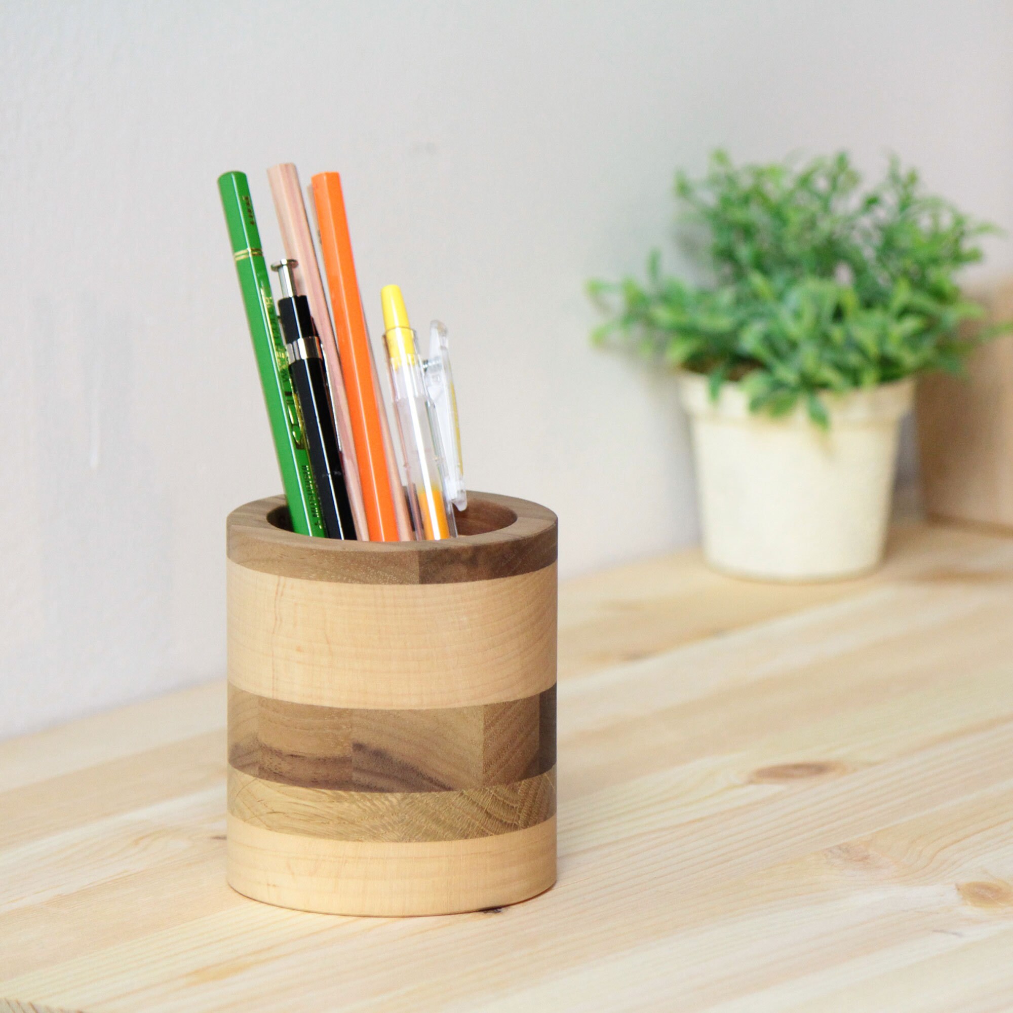 Natural Wooden Pen Holder , Pencil Holder Wood, Solid Wood Pen Cup ...