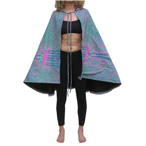 Pixie Hood Cape 'atomic Alien'. UV Active Cloak With - Etsy