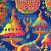 Trippy Wall Art 'pixie Party'. Psychedelic Tapestry - Etsy