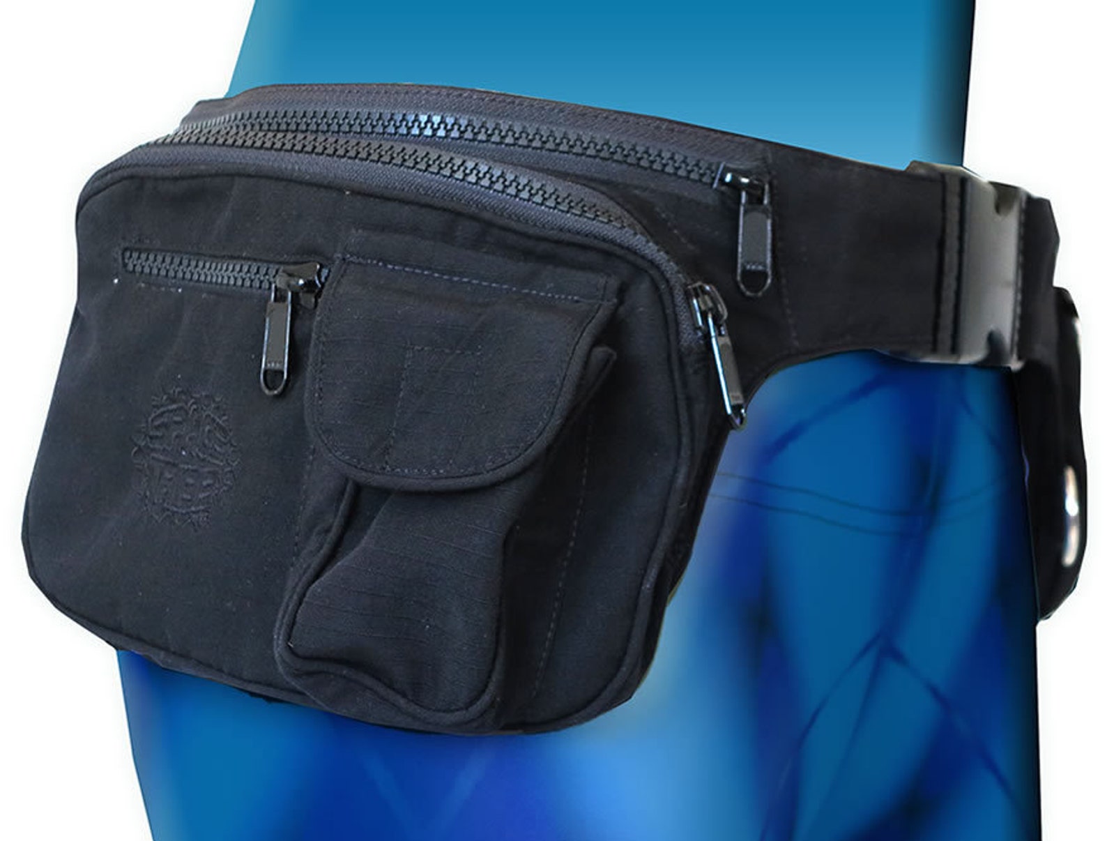 Black Cotton Twill Utility Belt, Multi Pocket Fanny Pack, Festival ...