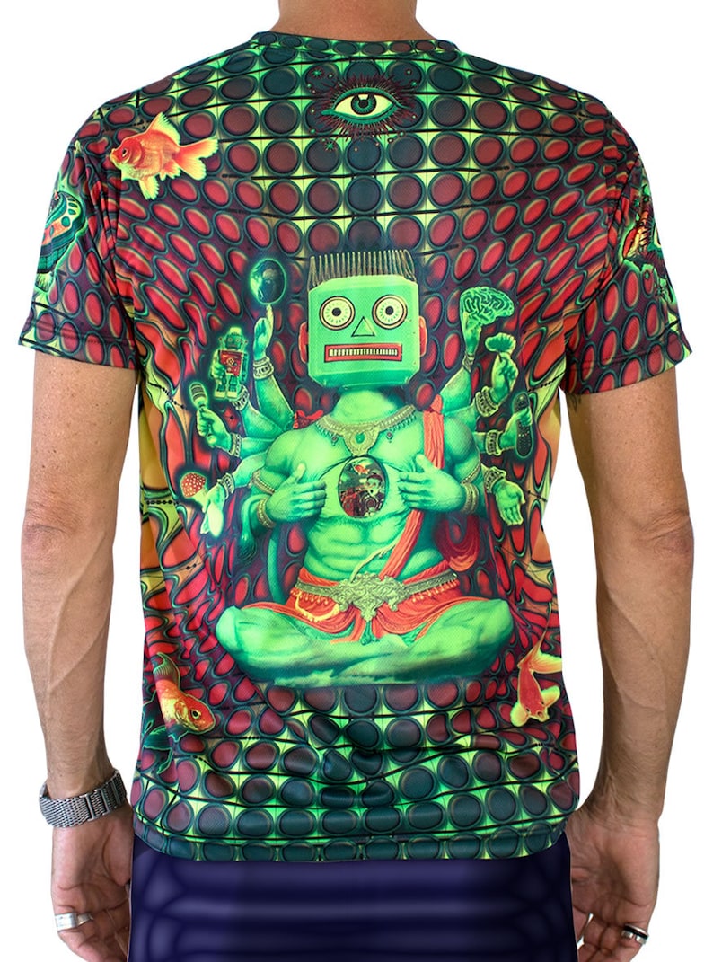 Psychedelic T shirt 'Fake Guru'. UV active Trippy T | Etsy