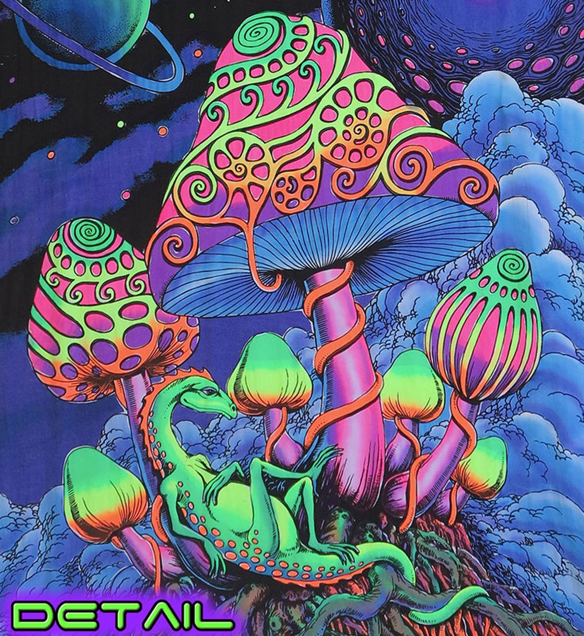 Trippy Wall Art 'cosmic Shrooms' Psychedelic Tapestry - Etsy