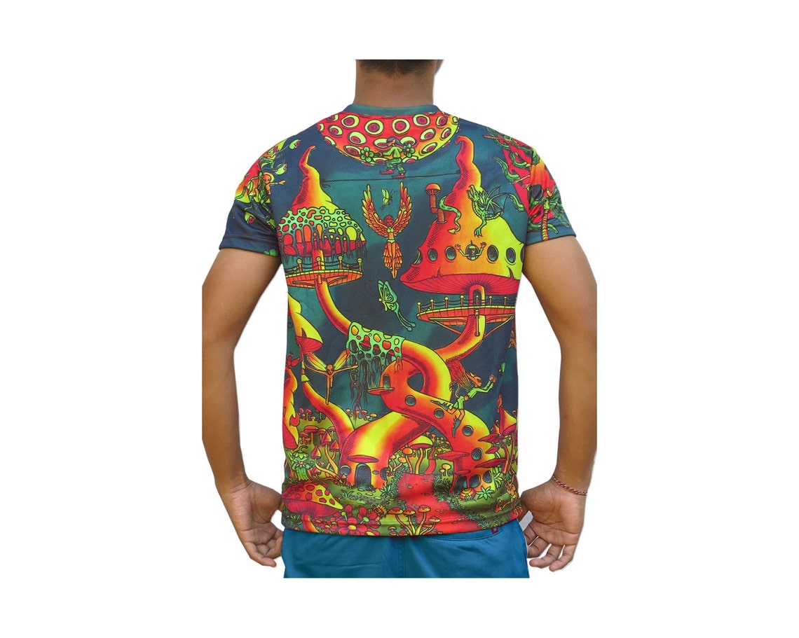 Psychedelic T shirt 'Pixie Party'. UV active Trippy T | Etsy