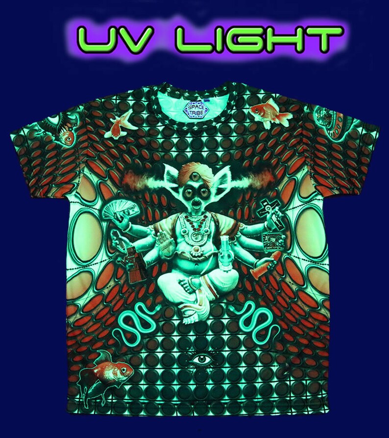 Psychedelic T shirt 'Fake Guru'. UV active Trippy T | Etsy