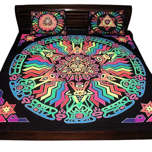Psychedelic Bedset Trippy Bedding UV Bedset Fluorescent - Etsy