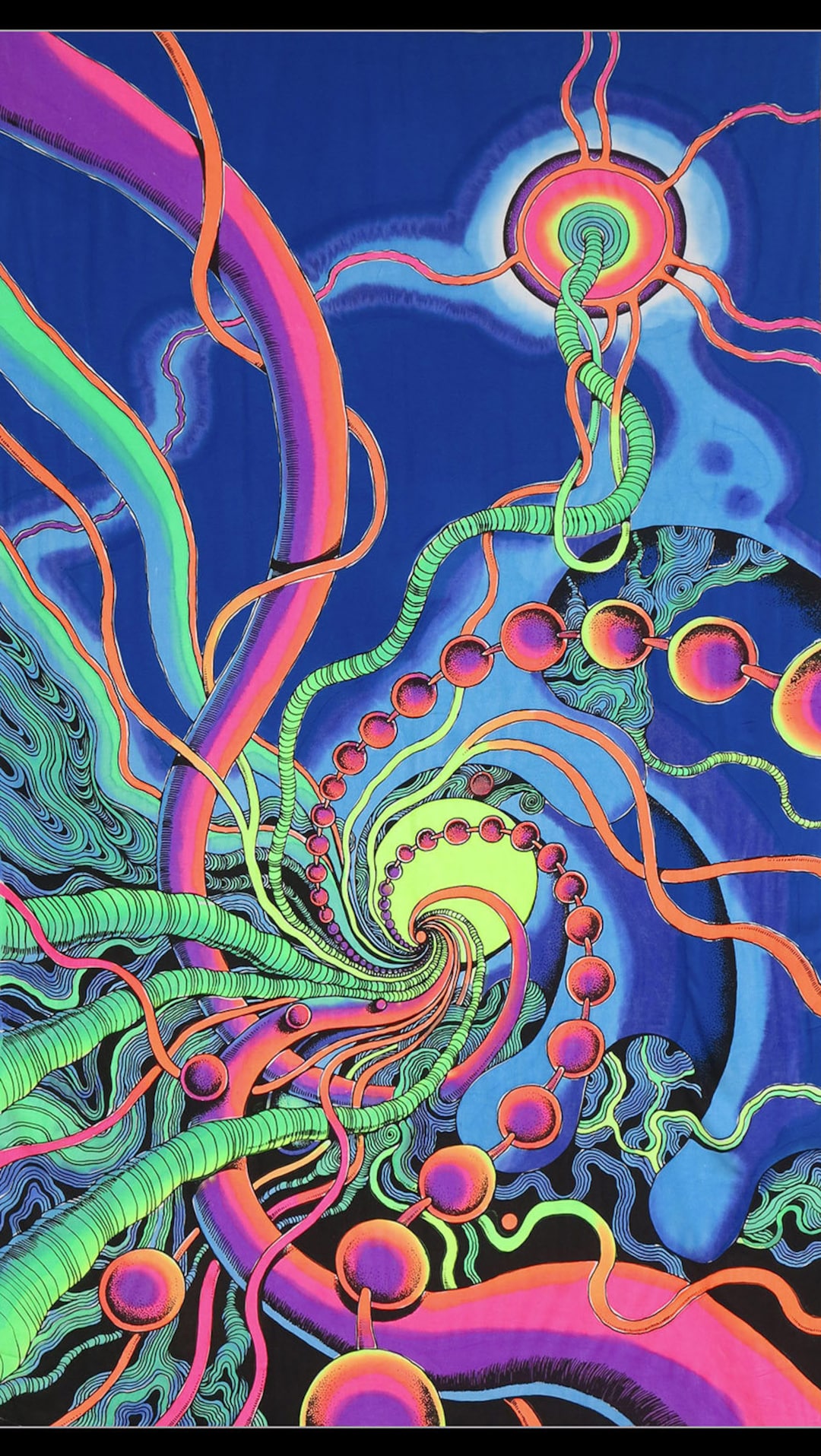 Psychedelic Tapestry 'spiral Threads' Trippy Wall-hanging, UV Reactive ...