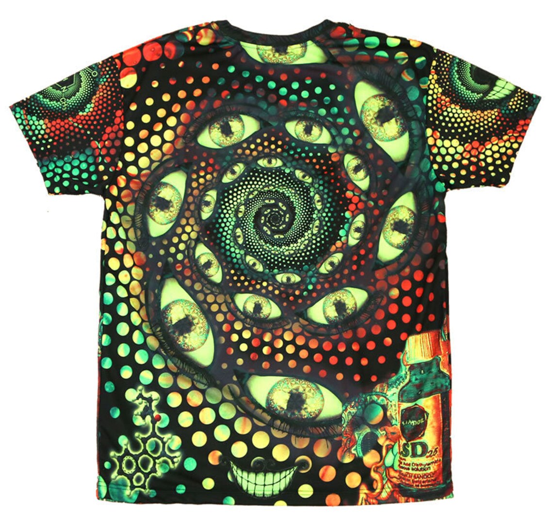 Psychedelic T Shirt 'LSD Party'. UV Active Trippy T - Etsy