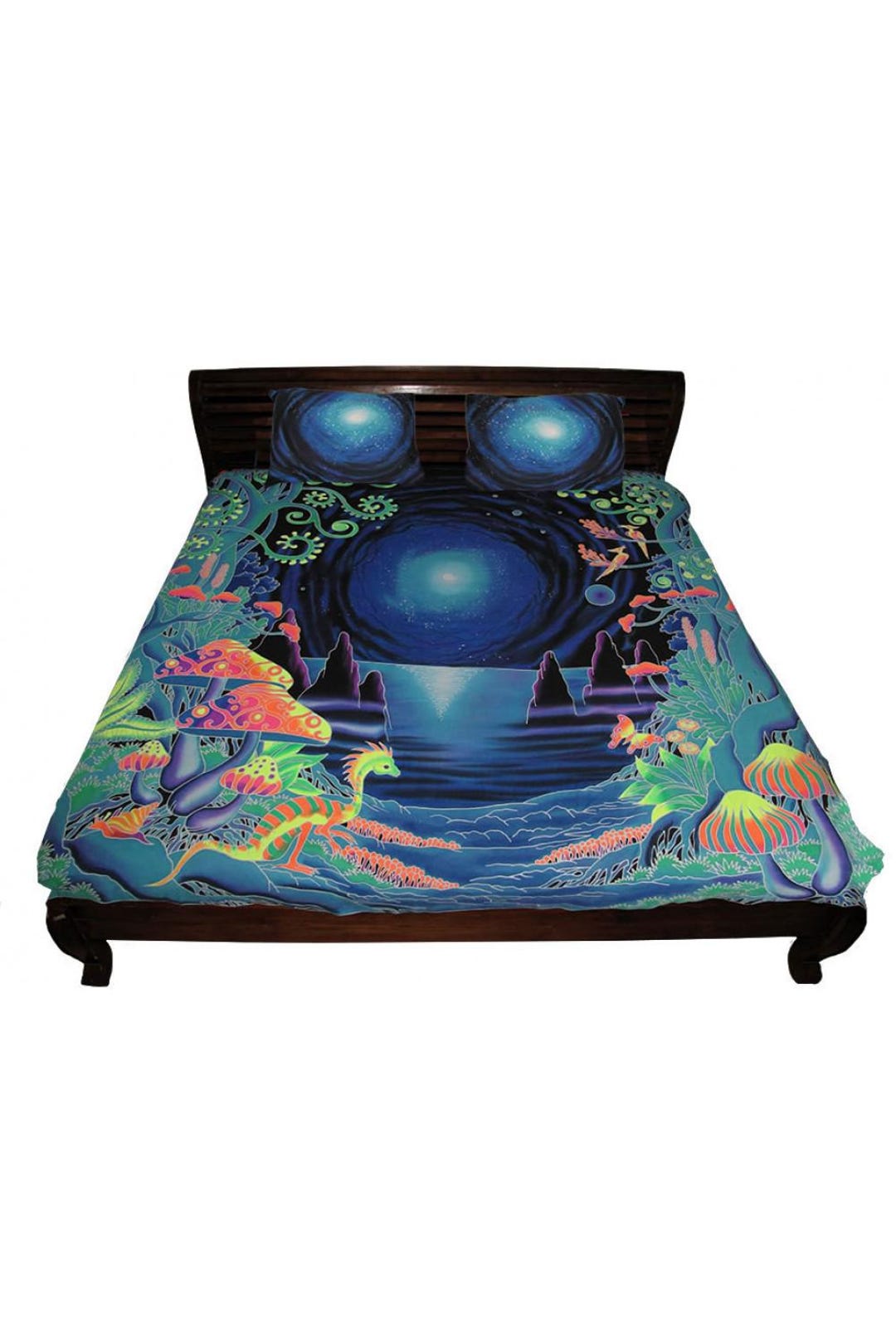 Psychedelic Bedset : Space Jungle. UV Active Trippy Bedding. Duvet ...