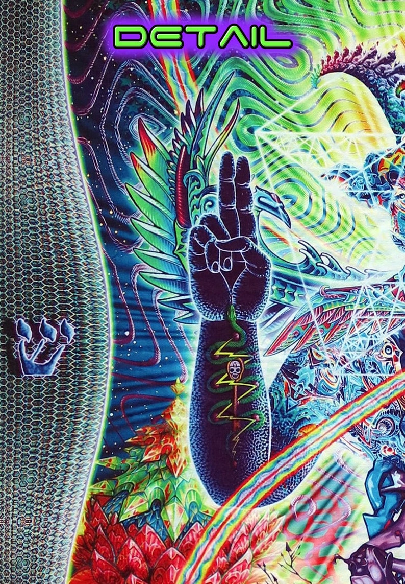 Psychedelic Tapestry Trippy Wall Art 'baphomet'. | Etsy