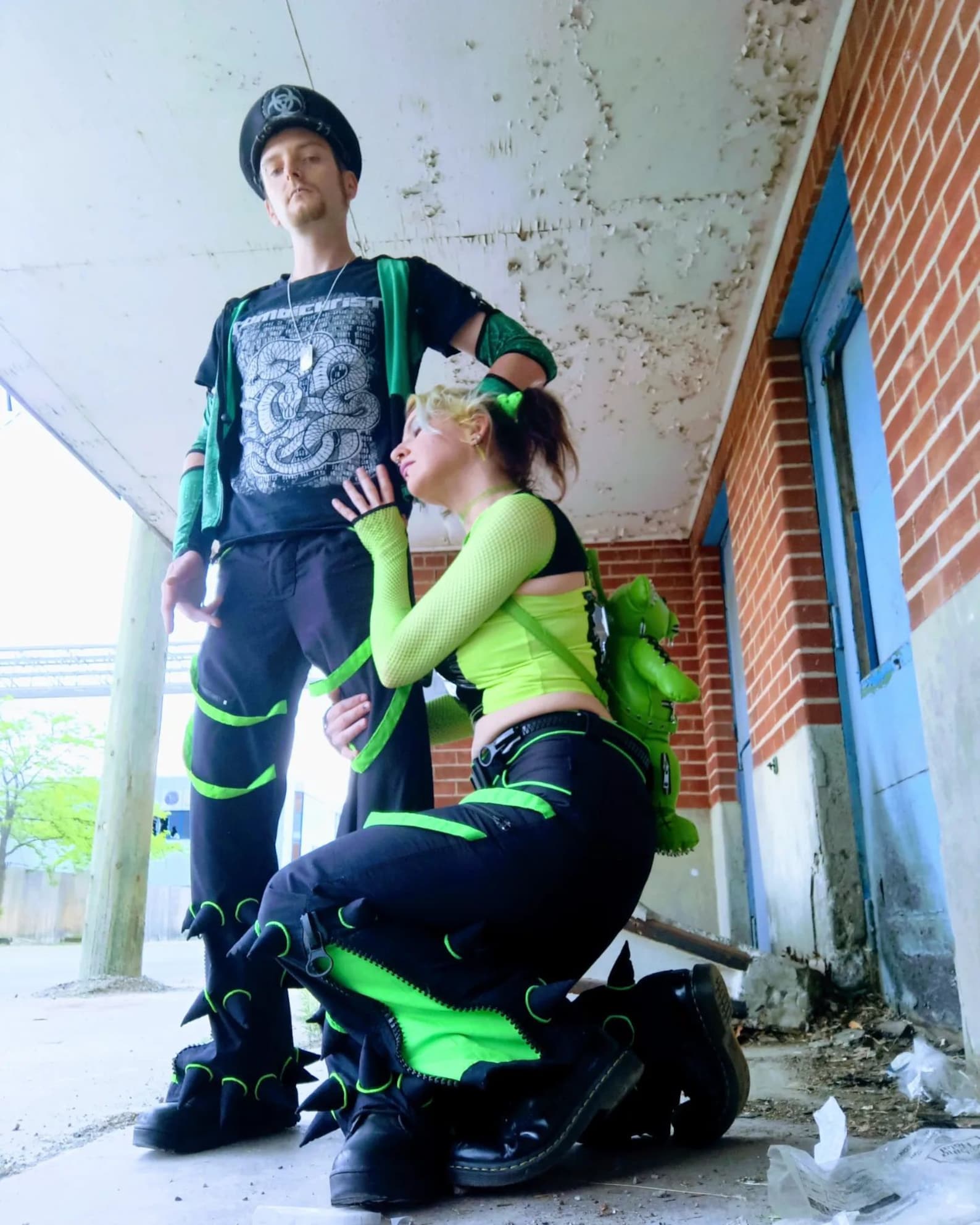 Spikey Pants : Black Trousers With Soft Spikes, UV Lime Piping and ...